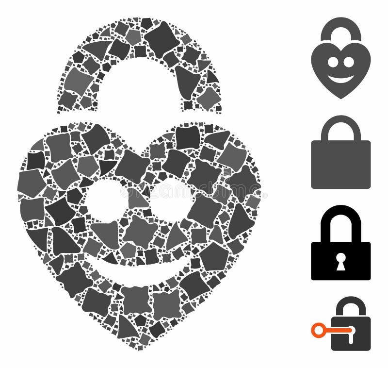 Happy Love Lock Mosaic Icon of Ragged Parts Stock Vector - Illustration ...