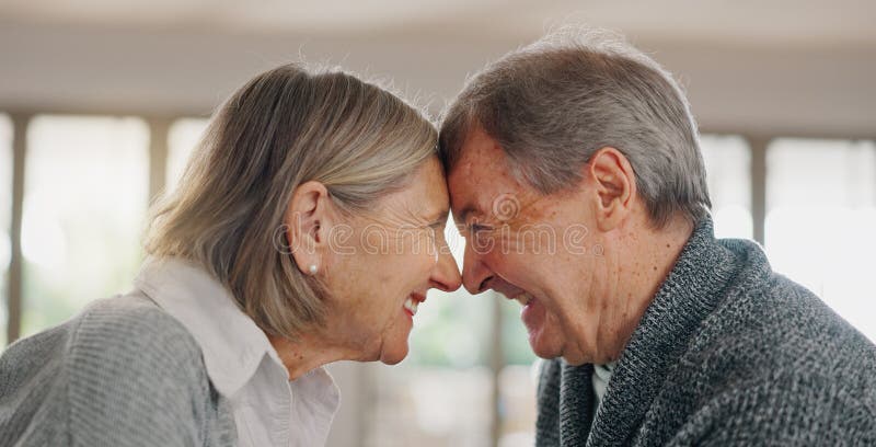 Happy Love And Senior Couple In Home For Bonding Romance And Marriage