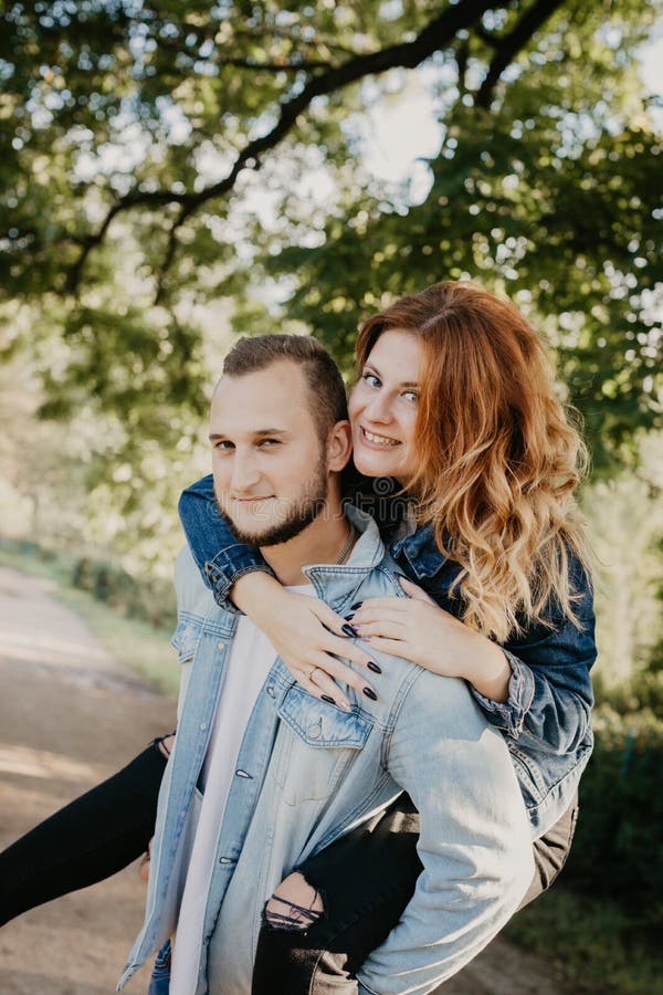 Happy Loving Couple Outdoor in Park Stock Image - Image of dating ...