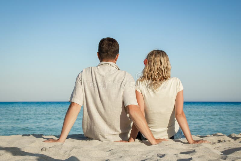 Happy Loving Couple by the Sea in the Nature Stock Photo - Image of ...