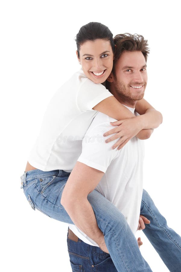 Happy Loving Couple Smiling Stock Photo - Image of embracing, european ...