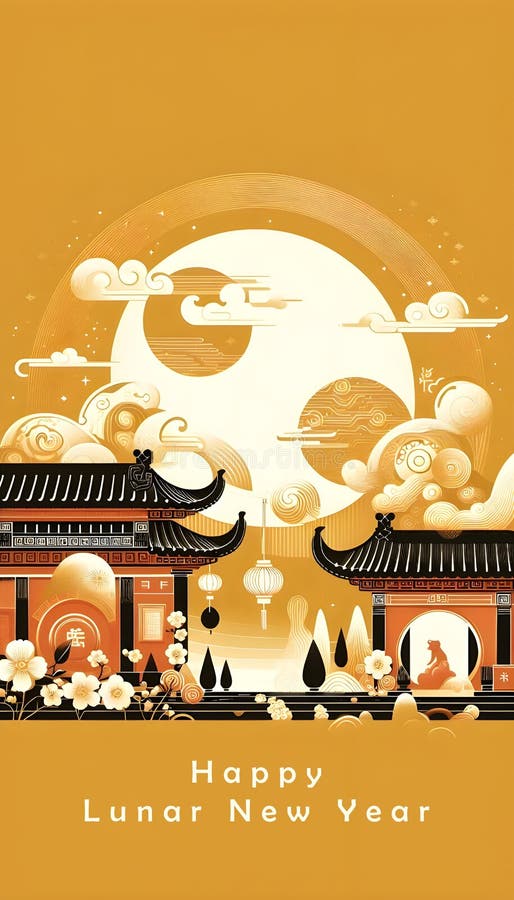 Happy Lunar New Year Poster Stock Illustration - Illustration of zodiac ...