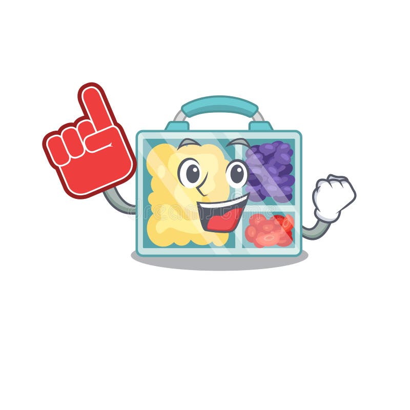 Happy Lunch Box Above Foam Finger Character Table Stock Vector ...