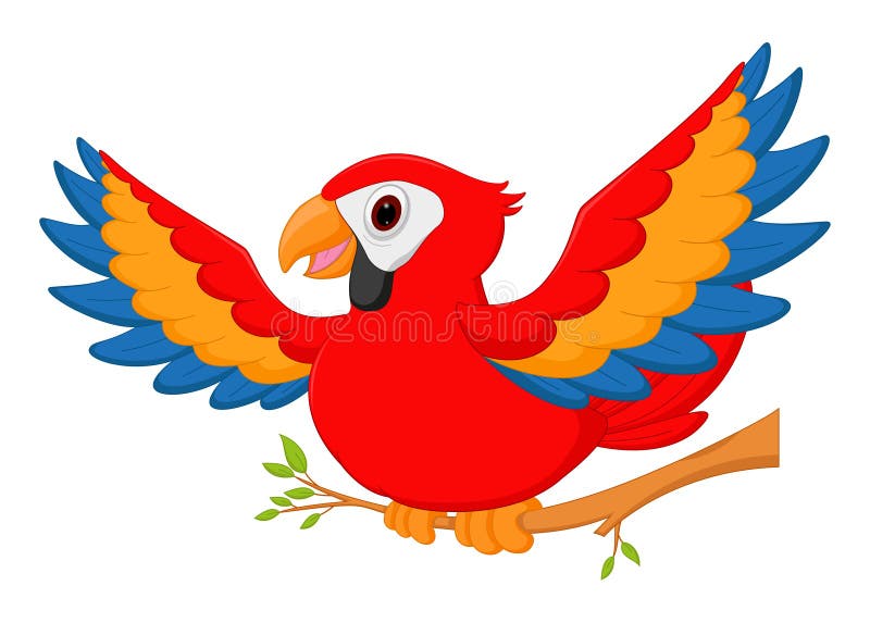 Happy macaw bird cartoon stock vector. Illustration of forest - 47394078