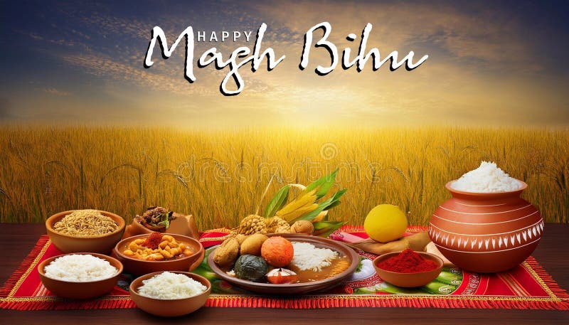 Happy Magh Bihu Festival Poster Design Stock Illustration ...