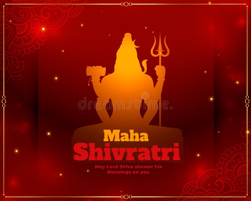 Happy Maha Shivratri Religious Card with Lord Shiva Silhouette Stock ...
