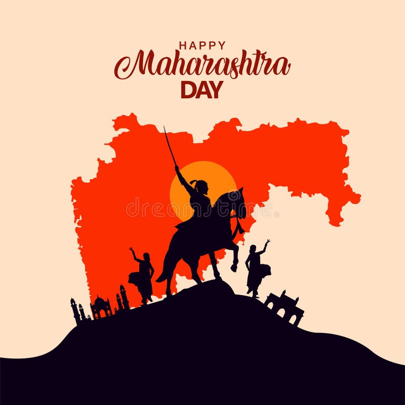Happy Maharashtra Day with Maharashtra Map. Abstract Vector ...