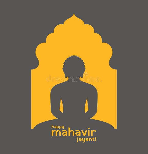 Happy Mahavir Jayanti Vector with Meditating Mahavir Inside Temple ...