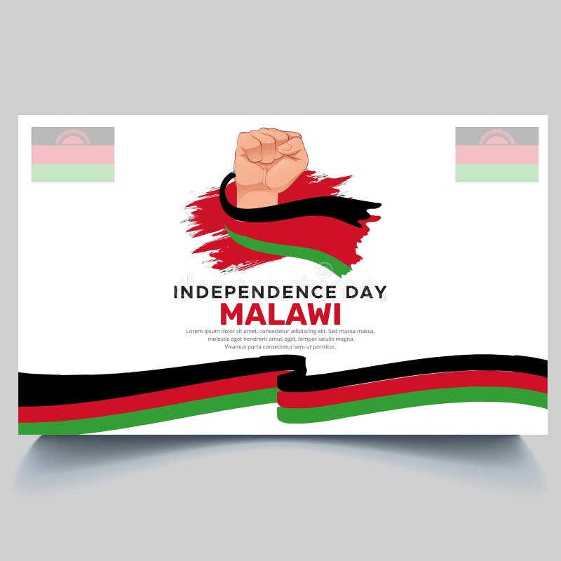Happy Malawi Independence Day Banner and Hand Flag Design Stock Vector ...