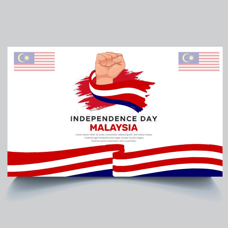 Happy Malaysia Independence Day Banner and Hand Flag Design Stock ...