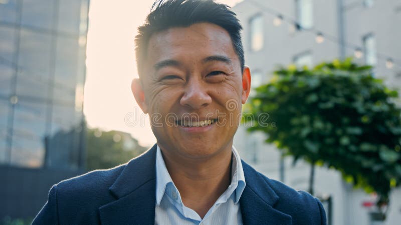 Happy Male Asian Middle Aged Businessman Worker Man Laughing Sincere