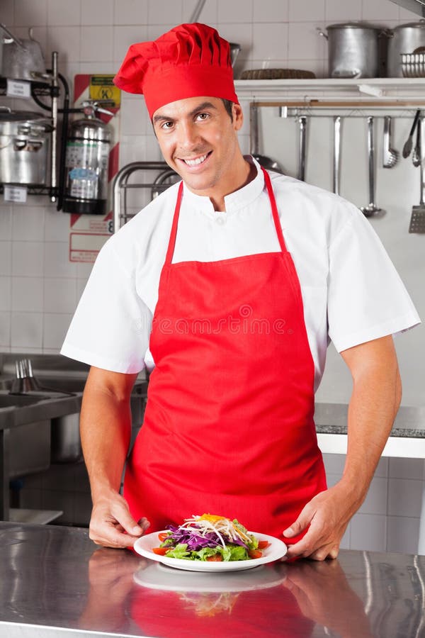 Happy Chef Holding Tablet Computer Stock Photo - Image of service ...