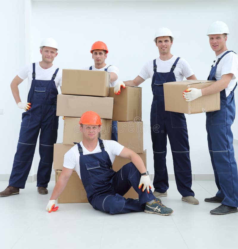 Group of People Builders with Boxes Stock Image - Image of occupation ...