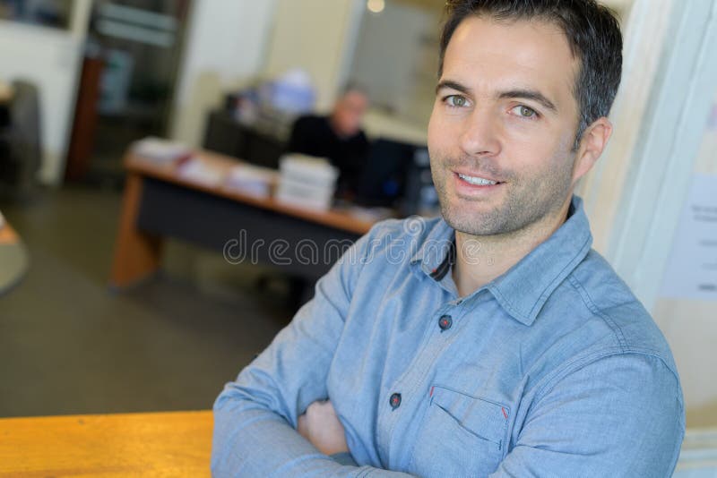 Happy male office worker stock image. Image of manager - 121232437