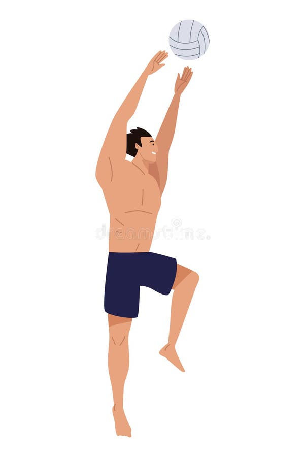Happy Male Volleyball Player Stock Illustration - Illustration of human ...