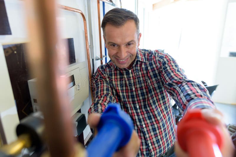 Happy Male Worker in Factory Stock Image - Image of happy, technician ...