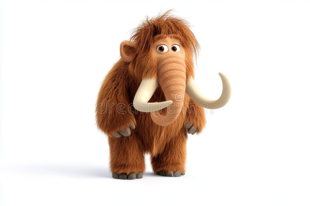 Happy Mammoth Character in 3D Animation Style. Generative AI. Stock ...