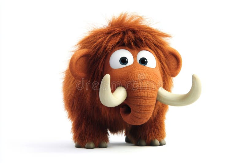 Happy Mammoth Character in 3D Animation Style. Generative AI. Stock ...