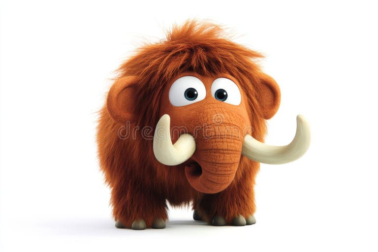 Happy Mammoth Character in 3D Animation Style. Generative AI. Stock ...