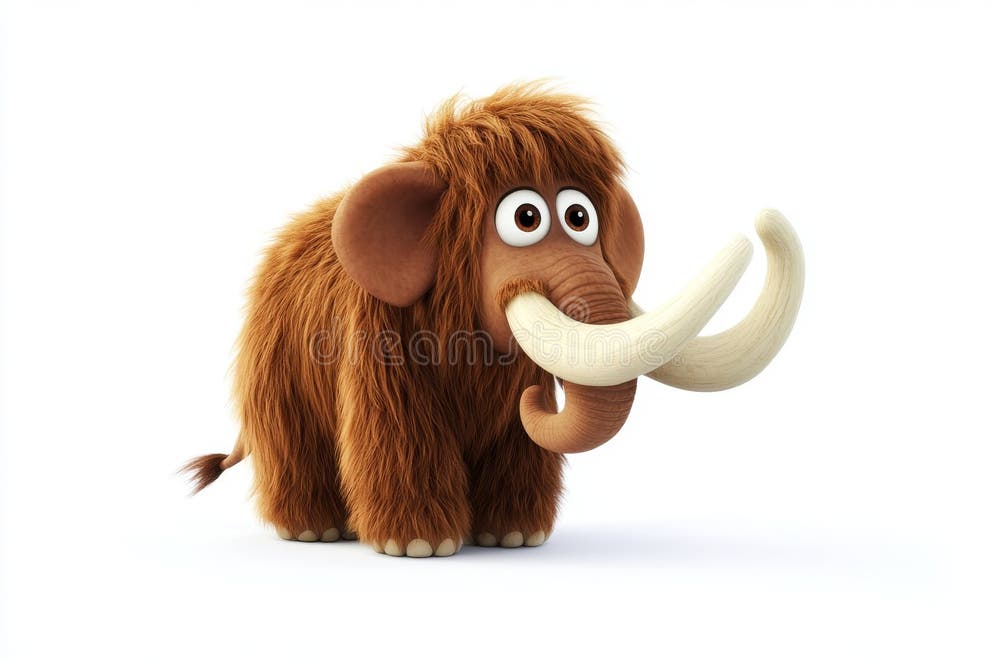 Happy Mammoth Character in 3D Animation Style. Generative AI. Stock ...