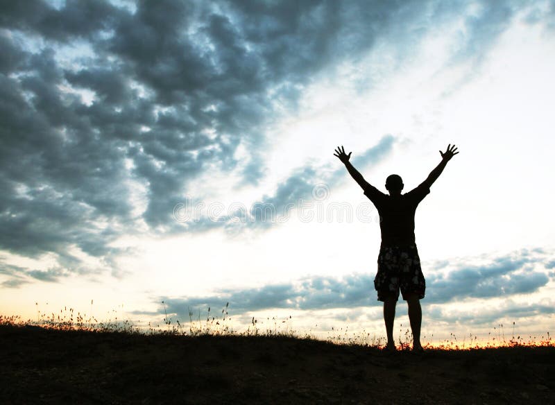 Happy man stock image. Image of sunset, mountain, active - 6155637