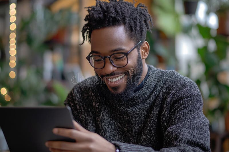 A Happy Man Balancing Work on Laptop and Mobile Phone Fo Stock ...