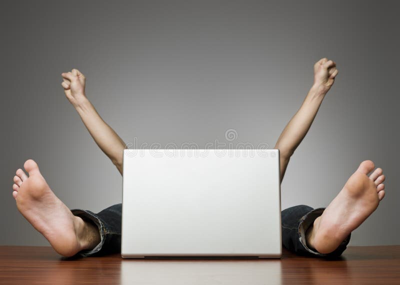 Happy man behind computer stock photo. Image of computer - 13087956