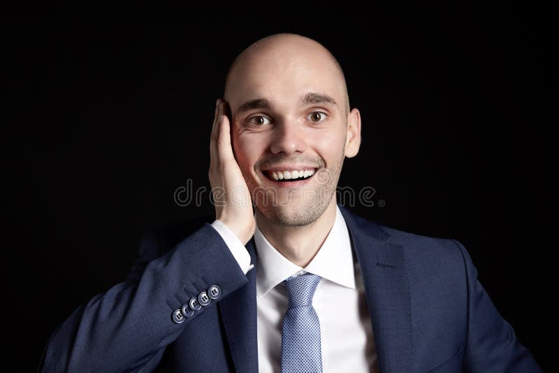 Happy Man on Black stock photo. Image of color, cheek - 81739848