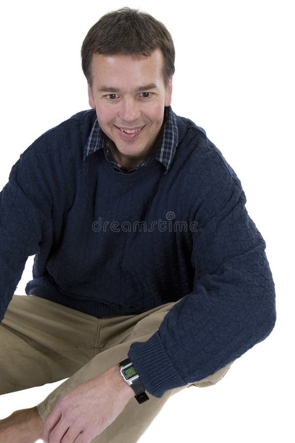 Happy man in blue sweater stock photo. Image of handsome - 7023180