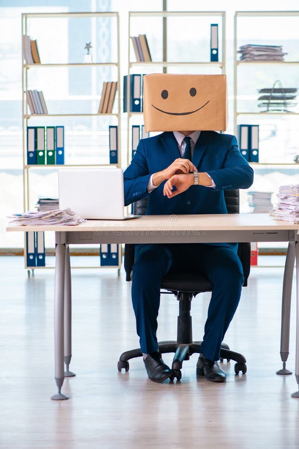 The Happy Man with Box instead of His Head Stock Photo - Image of ...