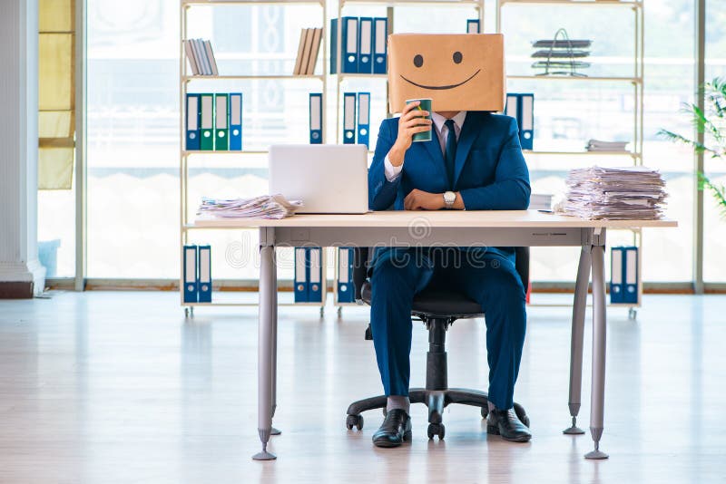 The Happy Man with Box instead of His Head Stock Photo - Image of ...