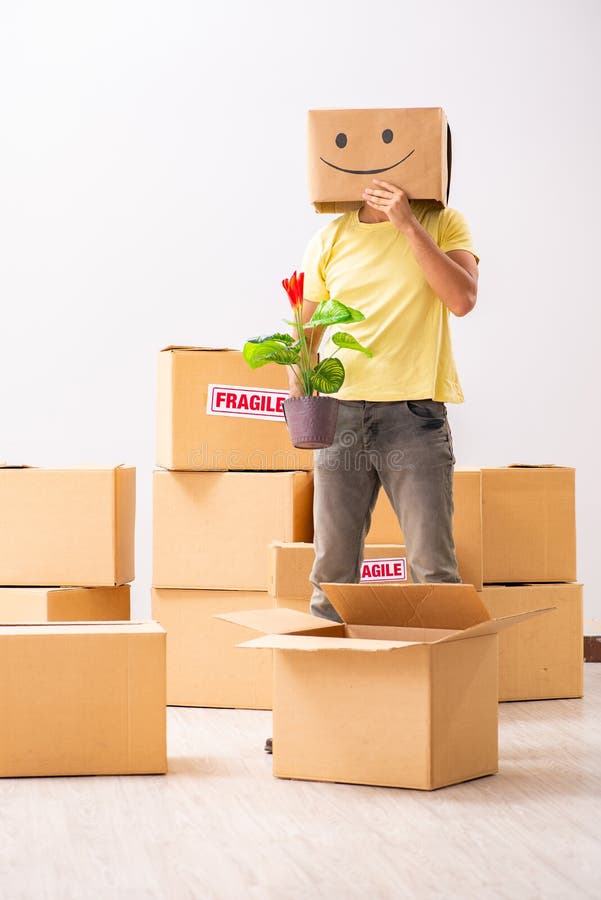 The Happy Man with Box instead of His Head Stock Photo - Image of ...