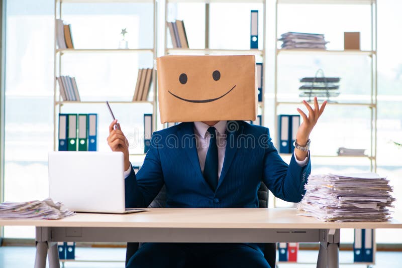 The Happy Man with Box instead of His Head Stock Image - Image of ...