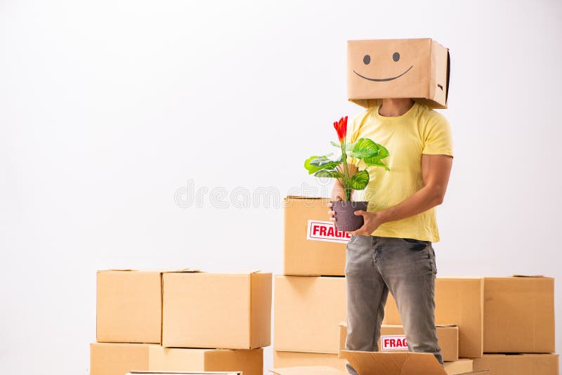 The Happy Man with Box instead of His Head Stock Photo - Image of face ...