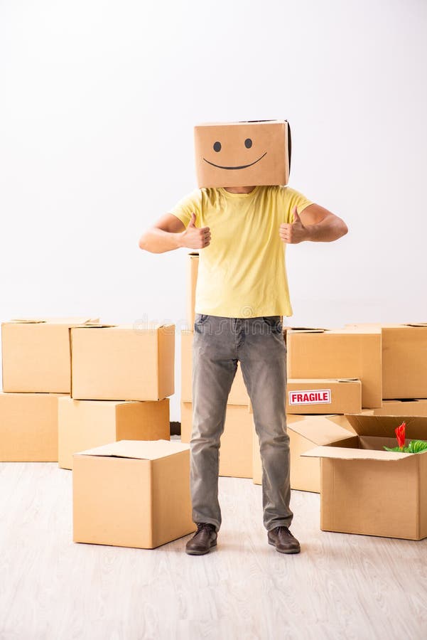 The Happy Man with Box instead of His Head Stock Photo - Image of ...