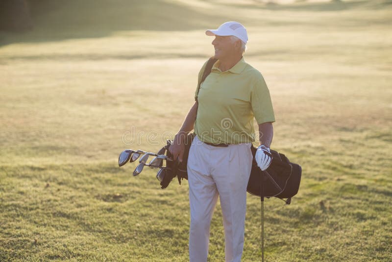 Happy Man Carrying Golf Bag Stock Photo - Image of people, carrying ...