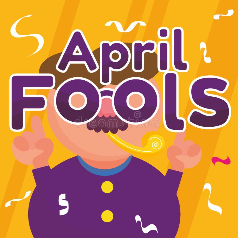 Happy Man Celebrating with Confetti April Fool Template Vector Stock ...