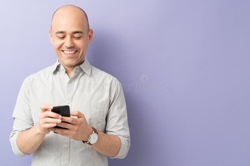 Happy Man Checking Social Media Stock Image - Image of smile, good ...