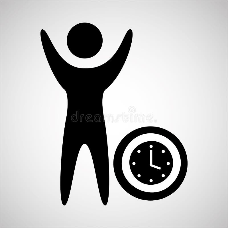 Happy Man with Clock Timw Icon Stock Illustration - Illustration of ...