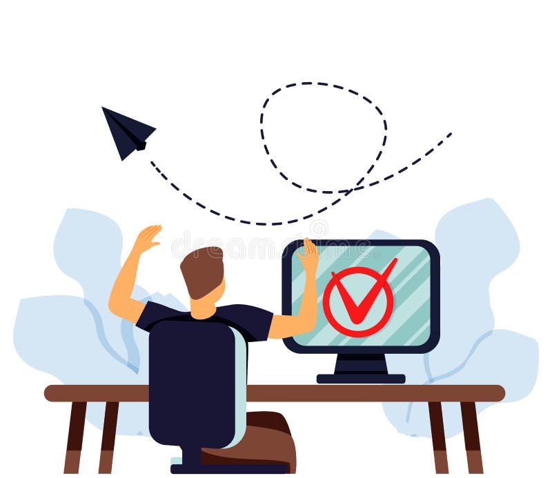 Task Done Business Concept Tiny Person With Megaphone, Magnifying Glass ...