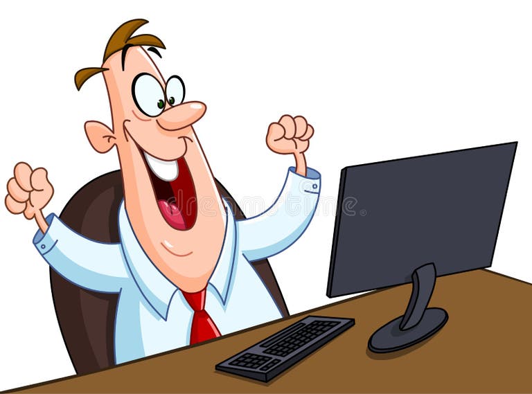 Happy man with computer stock vector. Illustration of internet - 26413220