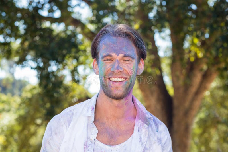 Happy Man Covered in Powder Paint Stock Photo - Image of paints, paint ...