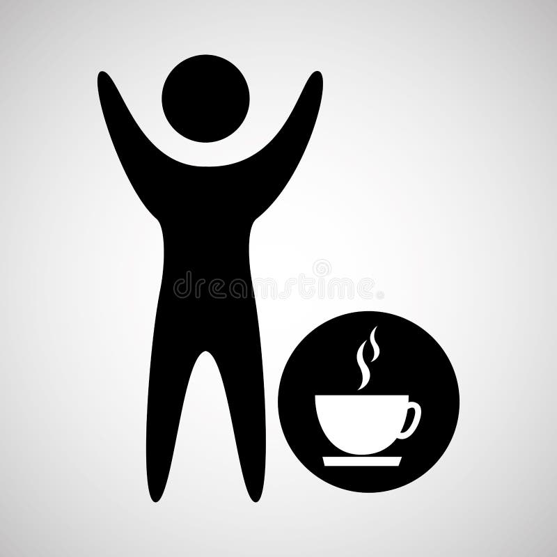 Happy Man with Cup Coffee Icon Stock Illustration - Illustration of ...