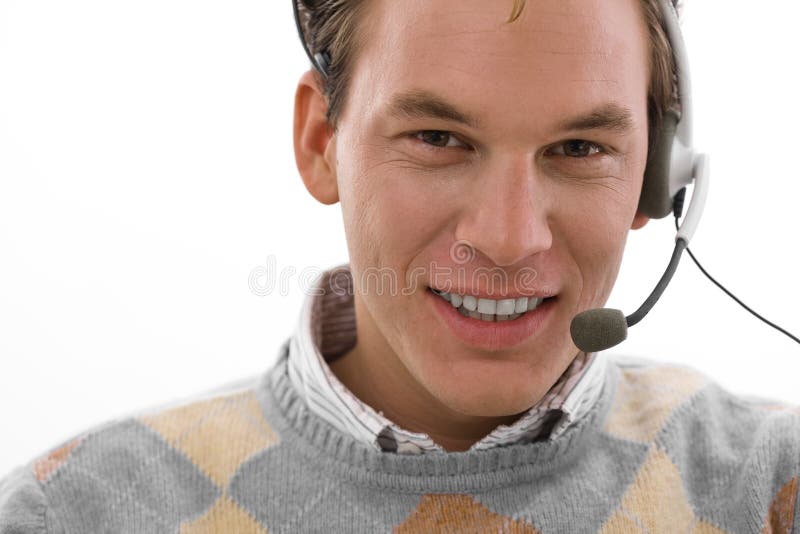 Young Man Headset Relaxed Customer Service Stock Photos - Free ...