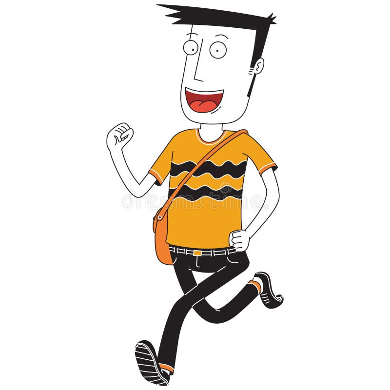 Happy Man Do Running for Working Stock Vector - Illustration of work ...
