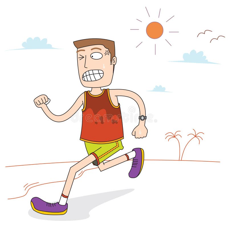 Happy Man Doing Fun Running at the Beach Stock Vector - Illustration of ...
