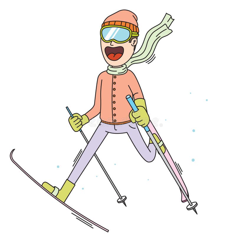Happy Man Doing Snow Surfing Stock Vector - Illustration of sport ...