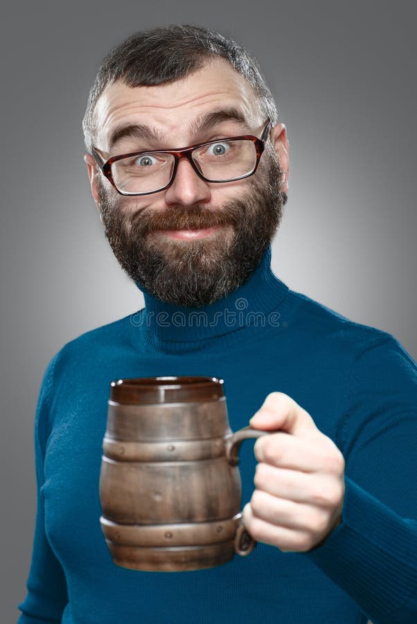 Happy Man Drinking Beer from the Mug Stock Photo - Image of lifestyle ...