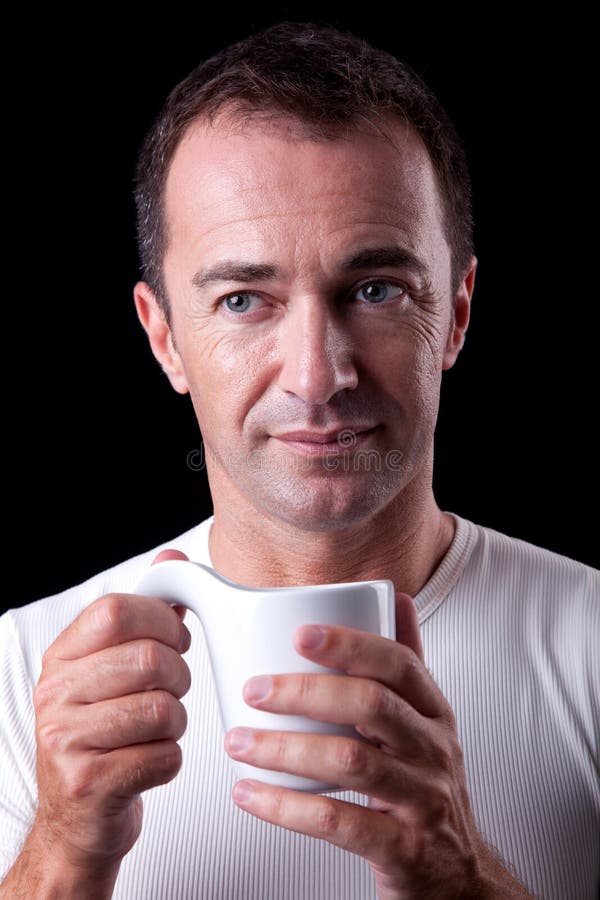 Happy Man, Drinking a Drink Stock Image - Image of white, black: 18160971