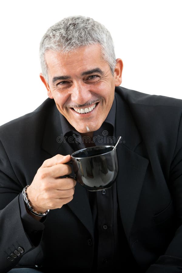 Happy man drinking tea stock image. Image of expression - 8686879